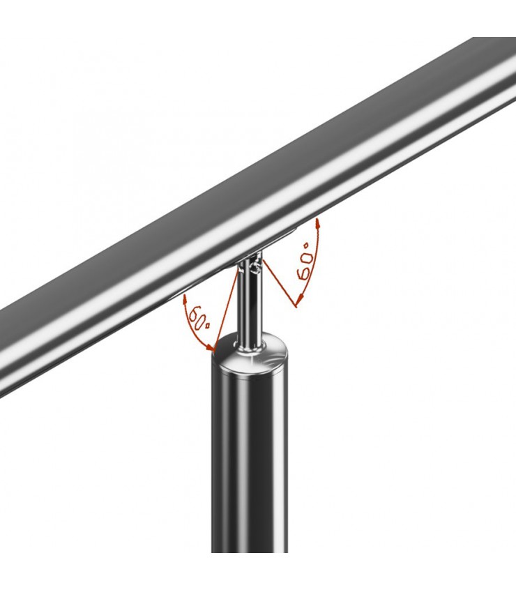 Support inox orientable 0 à 60° pour main courante ronde sur poteau...