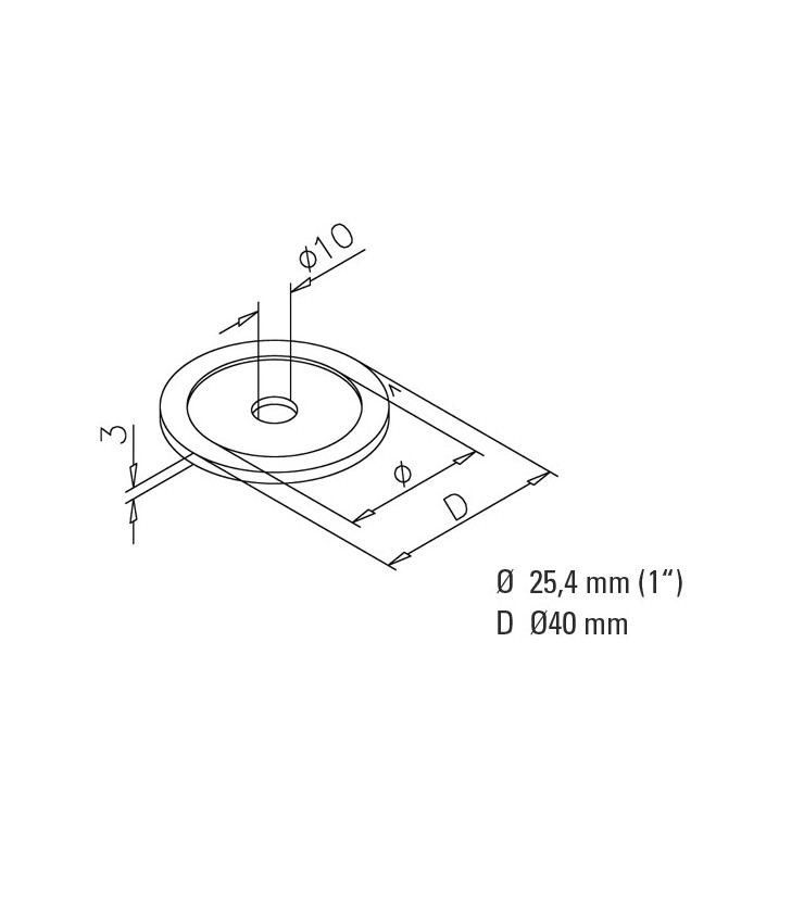 Embase plate 50 mm pour tube rond - Embase