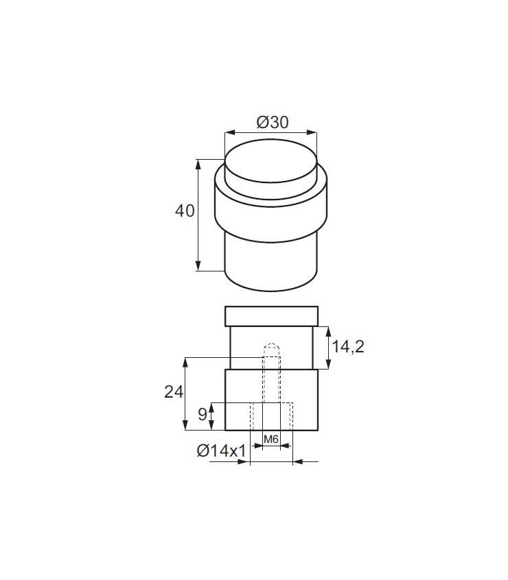 Butée, butoir de porte forme cylindrique en inox massif - Butée de ...