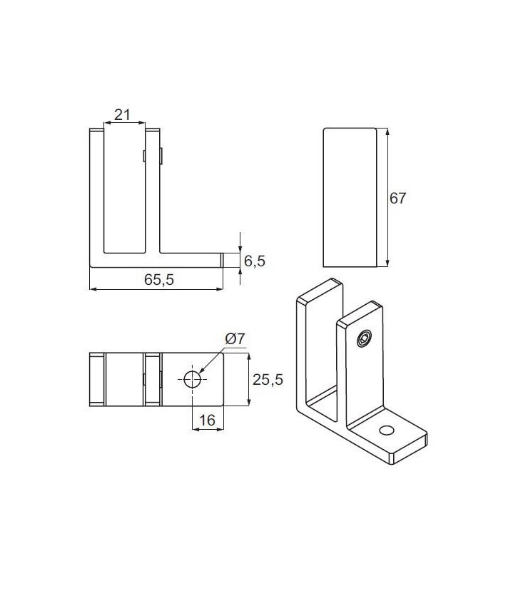 Raidisseur mur verre à 90° pour garde-corps en verre - Raccord, ada...