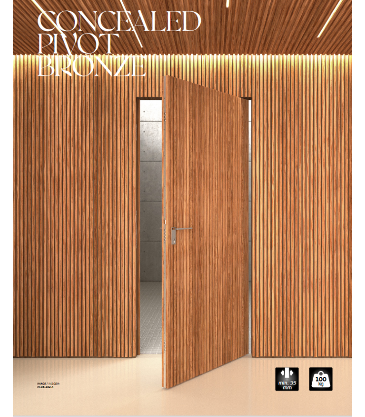 Kit pivot invisible pour porte double action en bois poids maxi 100...